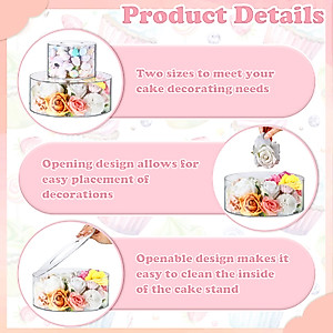 Weysat 2 Pcs Acrylic Fillable Cake Stand 7 Inch and 4.7 Inch Clear Cake Riser Round Cake Tier Decorative Cylinder Stand for Wedding Birthday Party(10''D x 4''H, 6''D x 4''H)
