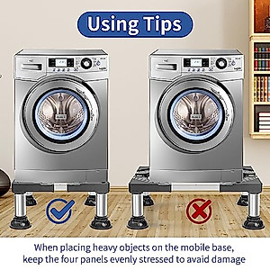 Nefish Mini Fridge Stand Height 7"-8.4" Adjustable Washer and Dryer Stand with 4 Strong Feet Heavy Duty Washing Machine Stand Base Laundry Pedestal Universal Platform for Home Appliance