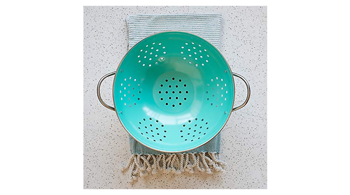 Now Designs 3-Quart Turquoise Metal Colander - Durable Kitchen Tool