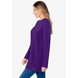 Woman Within Women's Plus Size Thermal Sweatshirt - 6X, Radiant Purple