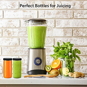 DilaBee 12-Pack Glass Juice Bottles with Lids - 8oz Glass Bottles with Lids for Smoothie, Water, Milk & Kombucha - Small Glass Bottles for Juicing - Round Glass Water Bottles with Caps BPA Free