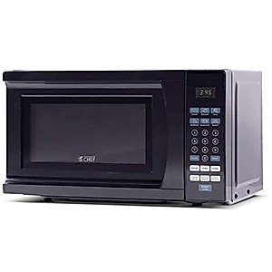 BLACK+DECKER BCRK25B Compact Refrigerator Energy Star Single Door Mini Fridge with Freezer, 2.5 Cubic Feet, Black & Commercial Chef CHM770B Countertop Microwave, 0.7 Cubic Feet, Black