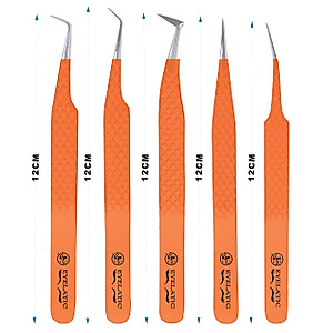 Eyelatic Volume Tweezers False Lash Application Professional Tools For Eyelash Extension Tweezers Set Orange