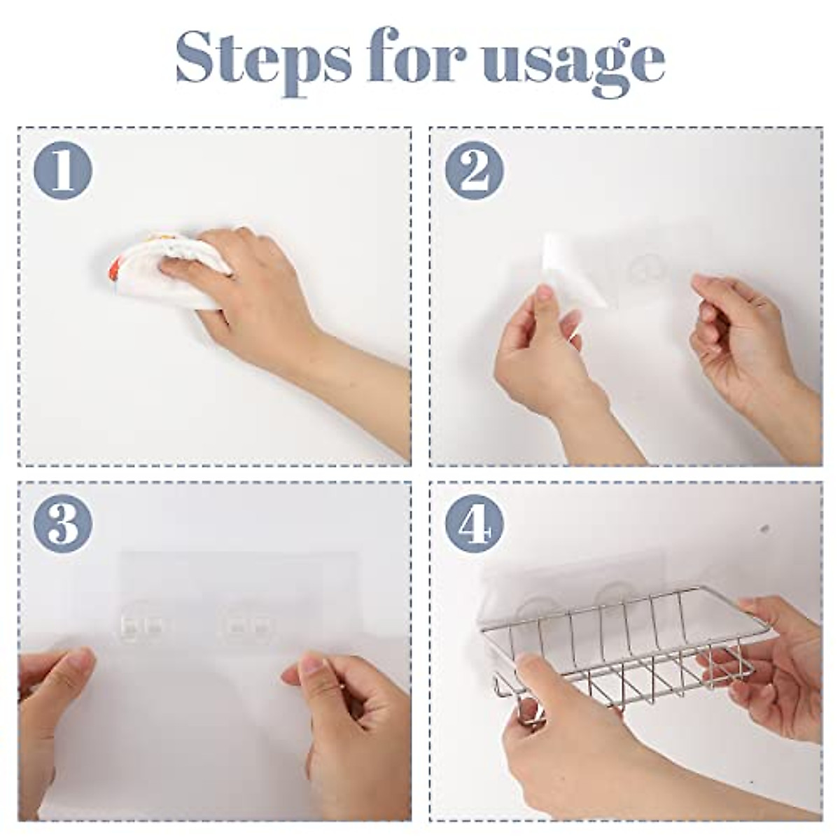 8 Pcs Shower Caddy Adhesive Replacement, Adhesive Shower Hooks Strong Adhesive Wall Hooks Waterproof Adhesive Hooks for Shower Caddy, No Drilling