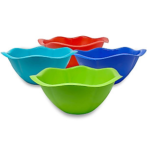 Plastic Serving Bowls for Parties (13inch Diameter - Set of 4), Chip Bowls for Parties, Popcorn Bowls, Plastic Bowls for Parties, Candy Bowls, Large Plastic Bowls