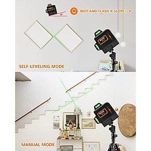 HILDA 4x360°Laser Level 16 Lines Green Line Laser Self Leveling with Alarm, 2x360° Vertical and 2x360°Horizontal laser level, Rechargeable Li-ion battery, for Indoor and Outdoor Construction (AM04)