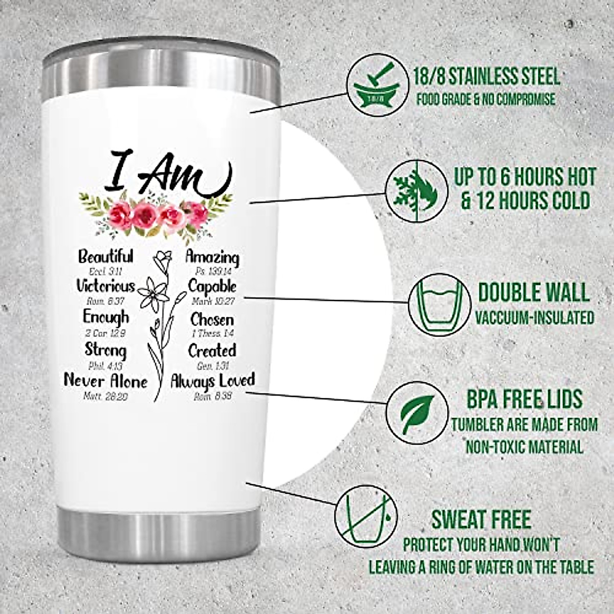 Birthday Gifts For Women, Christian Gifts For Mom, Wife, Couple, Encouragement, Spiritual Gifts For Women, Unique Christian Tumbler, Religious Gifts Idea, Jesus 20 Oz Stainless Steel Tumbler