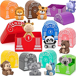 KMUYSL Learning Toys for 1,2,3 Year Old, 20 Pcs Animals Toy, Counting Skill, Color Matching, Fine Motor Game, Christmas Birthday Easter Educational Gift for Baby Toddler Boys Girls Age 12-18 Months