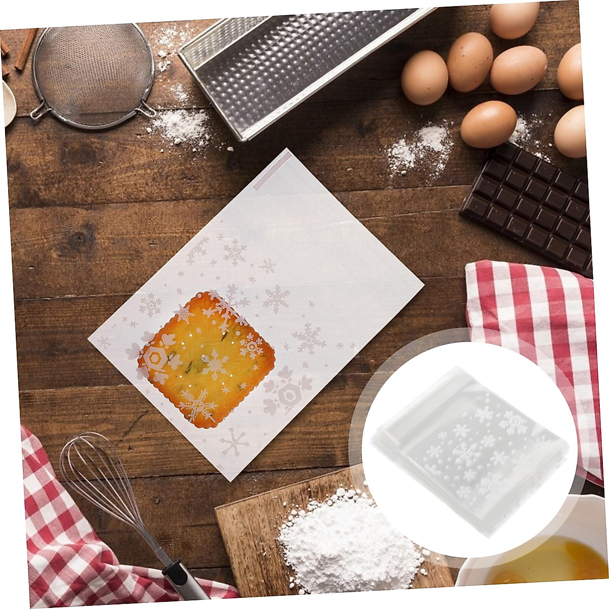 ULTECHNOVO 100pcs Baking Bags Candy Bag Cookie Bags Biscuit Bag Candy Wrapper Candy Treat Bags Cello Bags for Cookies Party Bag Self-Adhesive Cookie Pouch Sealing Biscuits Bags