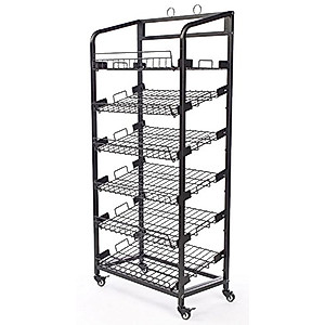 Displays2go Steel Baker's Rack with Wheels Six Wire Shelves, Black