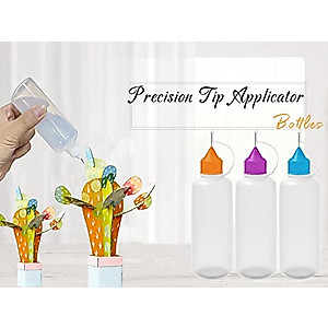 WANBAO 6 Pcs 4 Ounce Needle Tip Glue Bottle Tip Applicator Bottle with 2 Funnel, for Glue, Liquid, Oil, DIY Crafts Etc, Multicolor Lids.