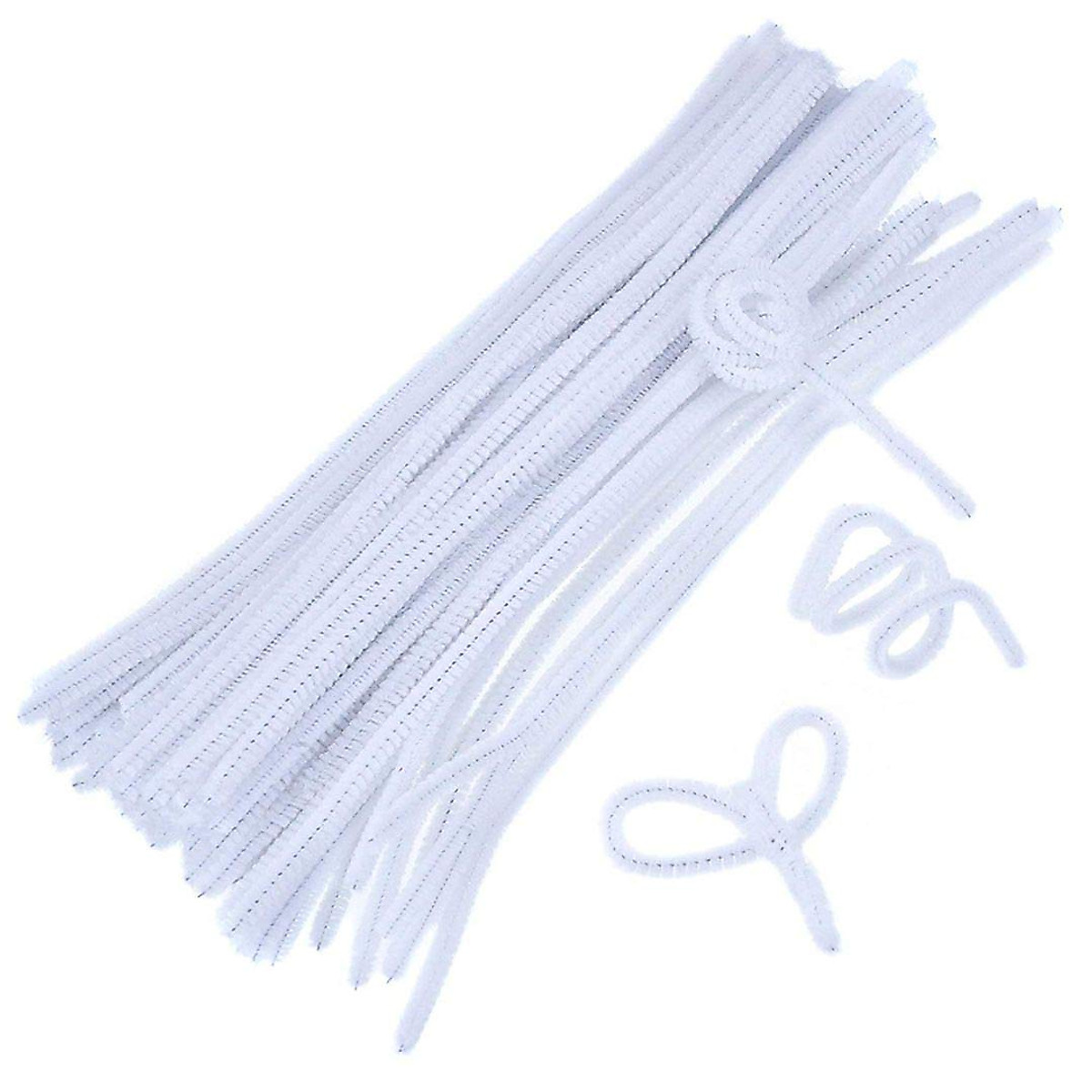 100pcs Pipe Cleaners Chenille Stems for DIY Art Supplies Craft Projects 6mmx30cm Christmas Pipe Cleaners Decoration, White