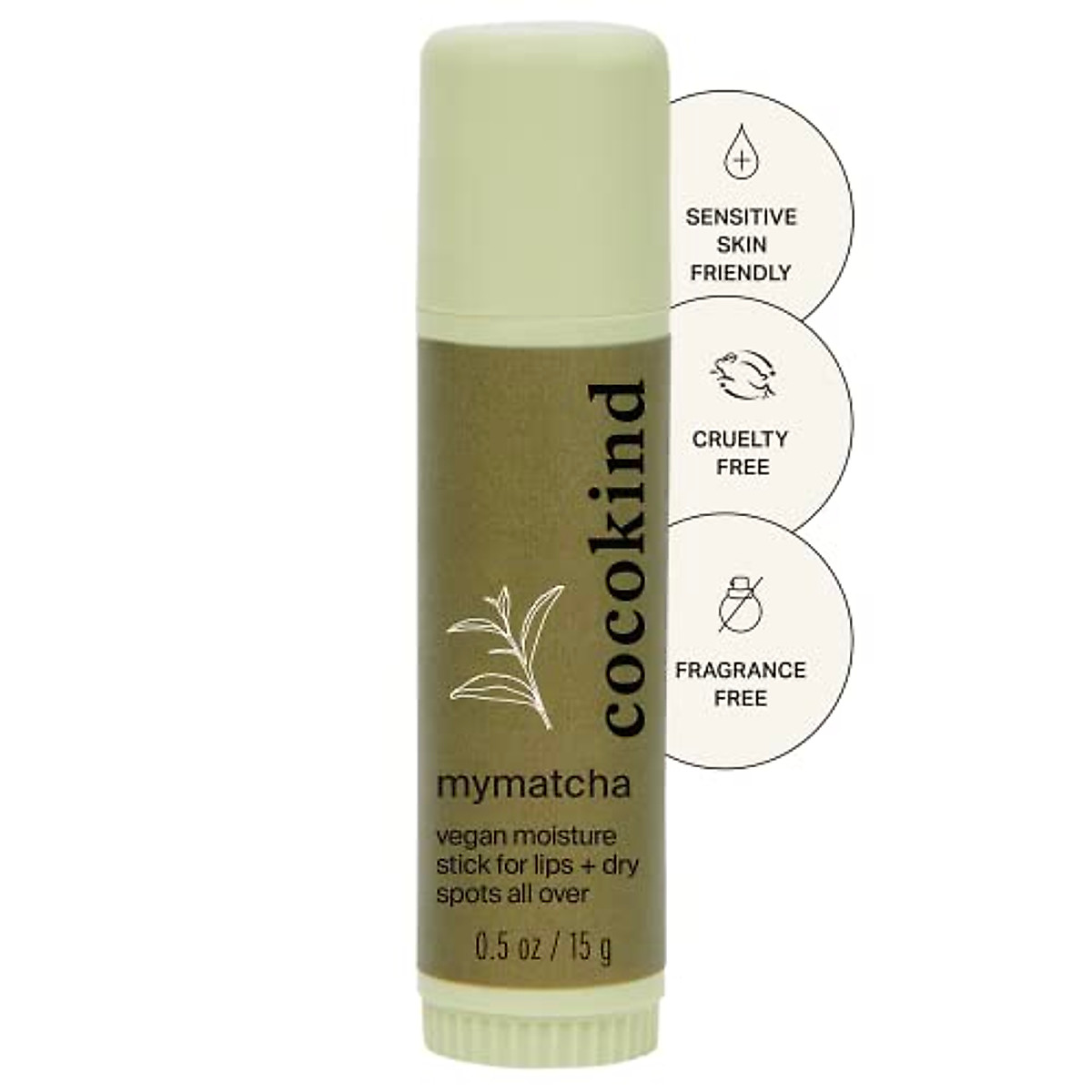 Cocokind Mymatcha All-Over Moisture Stick, Lip Balm and Eye Cream for Dry Skin, With Organic Coconut Oil and Beeswax, Green Tea Mask Stick