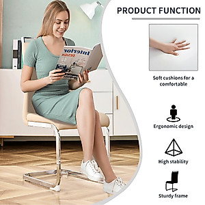 AISYKOD Dining Chairs Set of 4, Modern Dining Room Chair with Faux Leather Upholstered Seat High Back & Sturdy Chrome Silver Legs, Sillas De Comedor Chair for Dining Room,Kitchen,Living Room,Beige