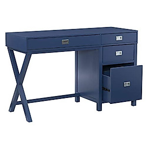 Linon Sadie Navy Blue Modern Classic Side Storage Desk