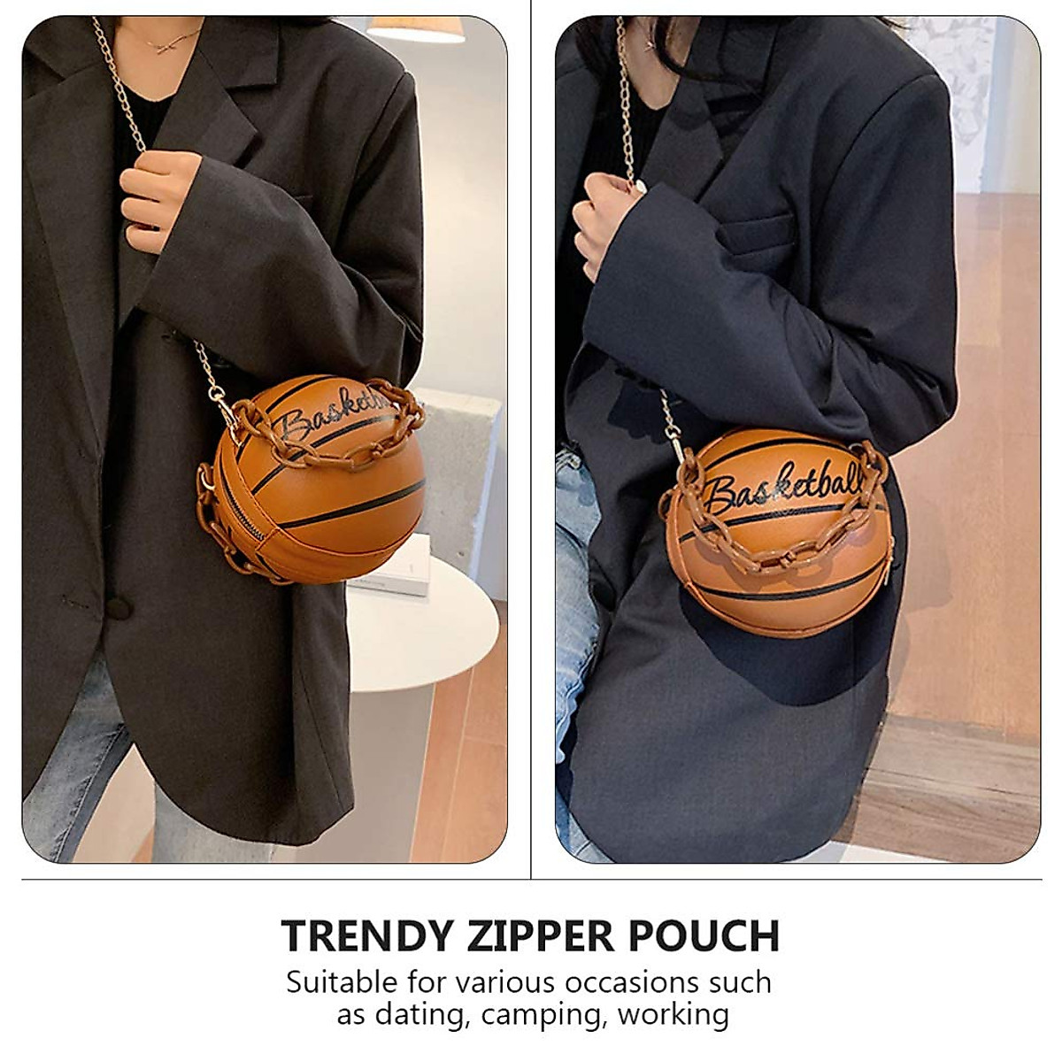 Kichvoe Football Purse Basketball Shape Purse Shoulder Bag Cross Body Bag Cute Purse Handbag Round Handbags Round Purse