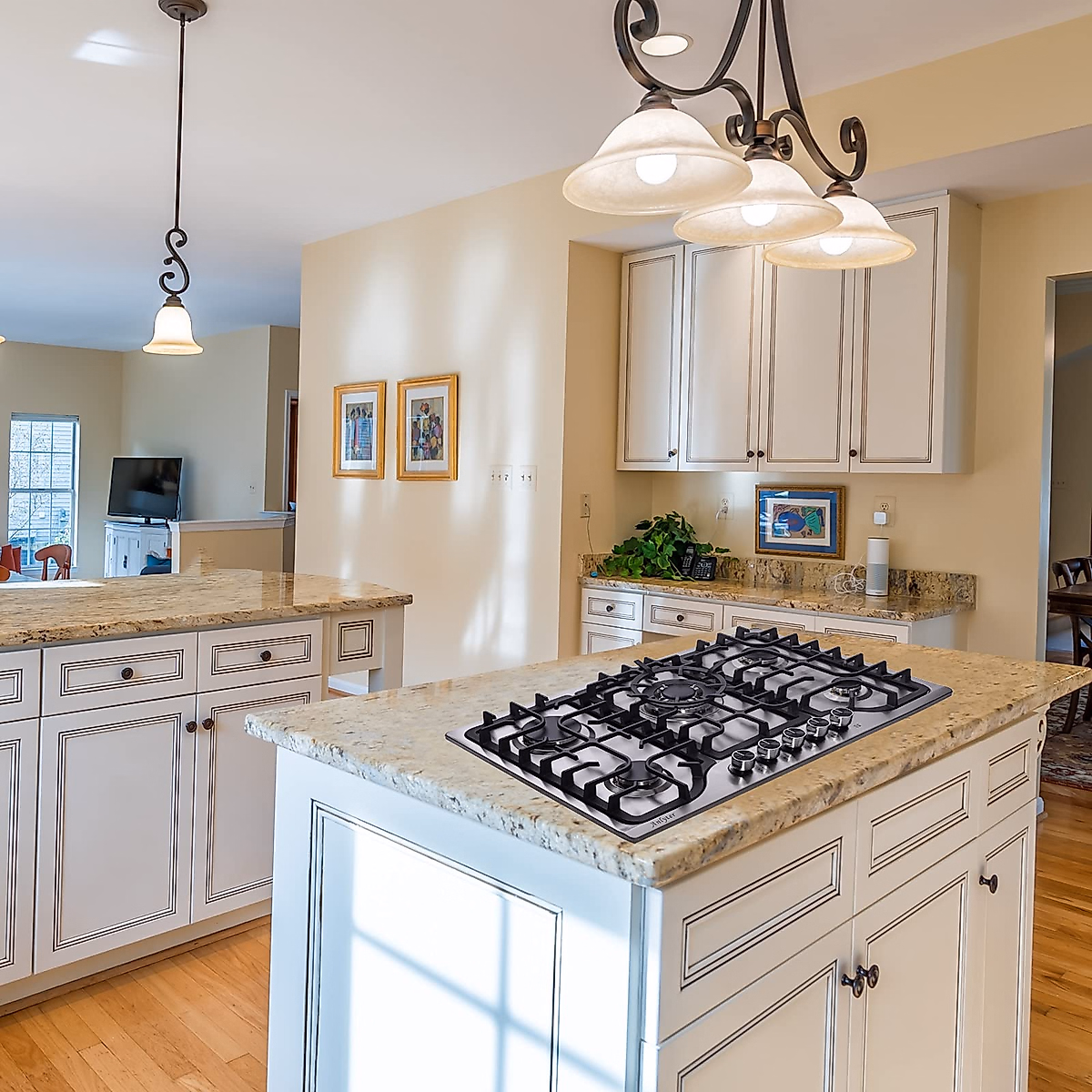 Anlyter 30 Inch Gas Cooktop, 5 Burners Built-in Gas Stove Top Stainless Steel, LPG/NG Convertible Gas Stove Dual Fuel Sealed Gas Hob