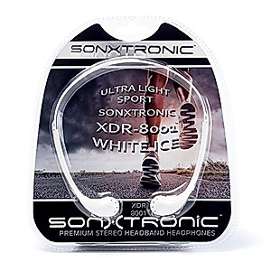 SONXTRONIC White ICE Xdr-8001 Vertical in Ear Ultralight Sport Running Headband Headphones (mdr-w08l Style White and Silver)