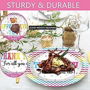 50 PCS Thank You Party Decoration We Appreciate You Oval Paper Plates 11inch Large Volunteer Teacher Appreciation Platters, Be Thankful to Teacher Doctor Staff Dish Tray for Graduate Party Tableware