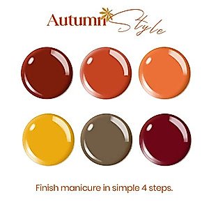 beetles Gel Polish 6 Colors Orange Yellow Gold Red Burgundy Gel Nail Polish Kit Soak Off Nail Art Lamp UV LED Cured Manicure Nail at Home Gifts for Women
