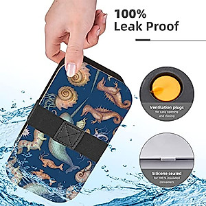 KOOLR Sea Animal Print Bento Box Adult Lunch Box With 2 Compartments Stackable For Work Picnic Leak Proof Bento Box
