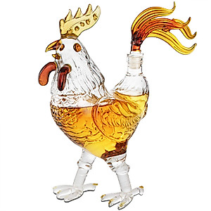 Cock - Chicken Decanter 500ml Whiskey and Wine Decanter - by The Wine Savant, Rooster Glass Decanter For Whiskey, Scotch, Spirits, Wine Or Vodka For Whiskey Lovers