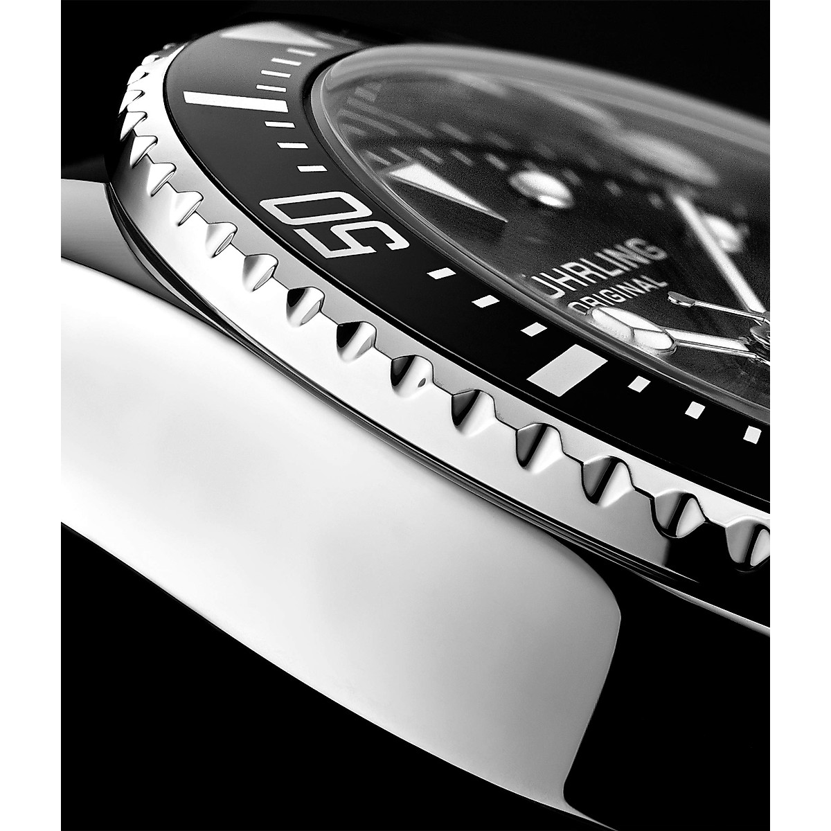 Stuhrling Original Men's Watch Dive Watch Silver 42 MM Case with Screw Down Crown Rubber Strap Water Resistant to 330 FT (Black)