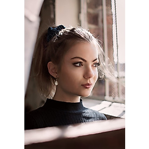 POTESSA Handpicked White Shell Pearl Earrings 18k Gold Plated Leverback Dangle Stud Pearl Earrings Jewelry for Women