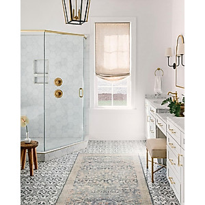 Loloi II Hathaway Collection HTH-02 Denim/Multi 2'-0" x 5'-0", .25" Thick, Accent Rug, Soft, Durable, Printed, Modern, Low Pile, Non-Shedding, Easy Clean, Living Room Rug