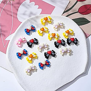 Bow Tie Nail Charms for Acrylic Nails，70PCS Girl Cute Resin Nail Rhinestones Decoration,Nail Jewels Y2K Accessories for Nail Art Supplies Manicure Craft DIY BBATT-HAPPY