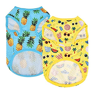Dog Hawaiian Shirt Summer Puppy Clothes for Small Dogs Boy Girl Chihuahua Yorkie Teacup Pineapple Pet Tshirts for Cats Tiny Pets Outdoor Hawaii Doggy Shirts 2 Pack (Small, Hawaii)
