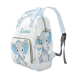 Personalized Elephant Baby Diaper Bag Backpack Name Custom Mommy Baby Bags Travel Daypack for Mom Gifts