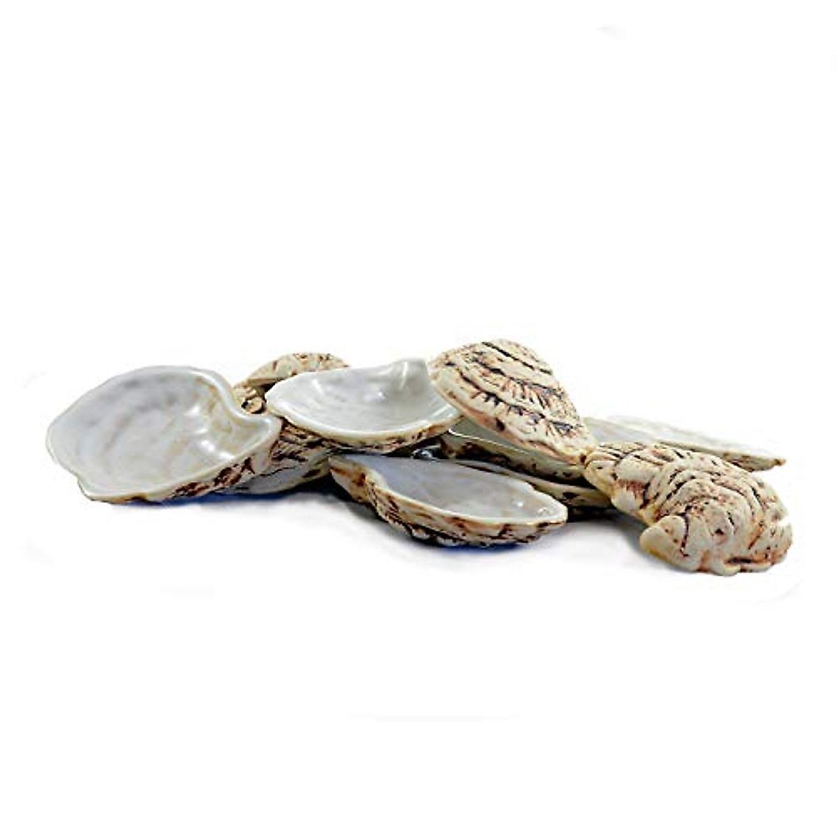 Jefferson Street - Ceramic Oyster Shells for Grilling Baking Cooking -12 Pack - Beautiful, Real Oyster Shell Look- Durable Stoneware Clay and Glaze - Reusable and Easy to Clean - Handmade in USA