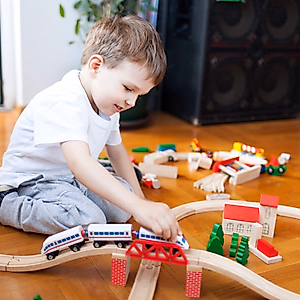 CCC Wooden Train Red Brick Risers 8 Pack Accessory Set - Compatible with Most Wooden Train Sets!