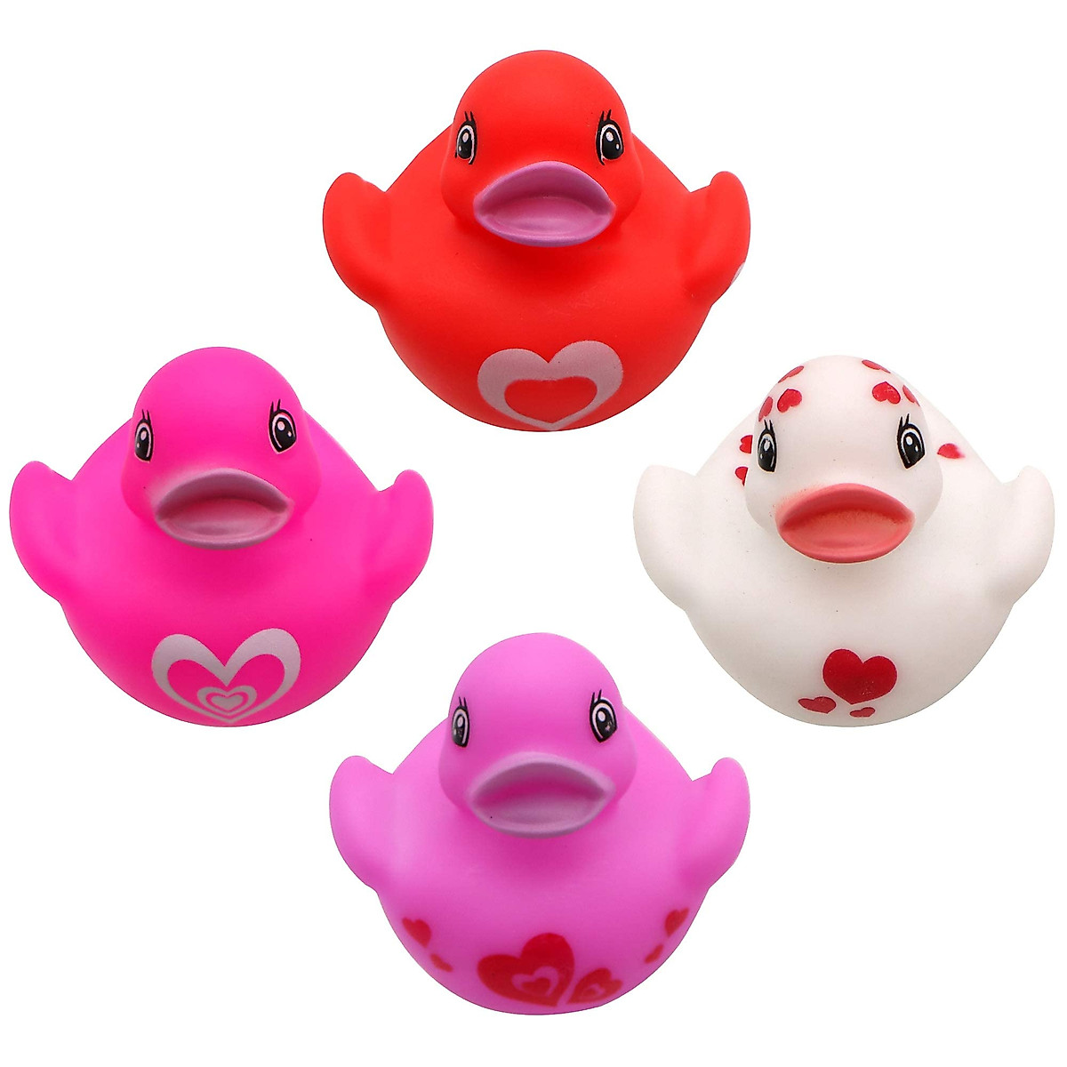 JOYIN 28 Pack Valentine’s Day Gift Cards with Gift Mini Rubber Duck Bath Toys for Classroom Exchange Prizes, Valentine Party Favors Toys