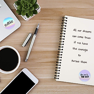 600 Pieces Round Inspirational Stickers Motivational Encouragement Stickers Labels Black Ink Holographic Rainbow Sticker Inspiring Planner Stickers for Greeting Cards Envelopes Sealing Decor, 1.5 Inch