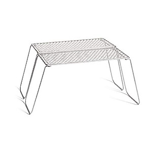 Vargo Titanium Bifold Grill | Foldable Campfire Grill for Outdoor Cooking | Portable Titanium Grill Surface with Legs | 60+ Square Inch Cooking Surface for Backpackers and Campers