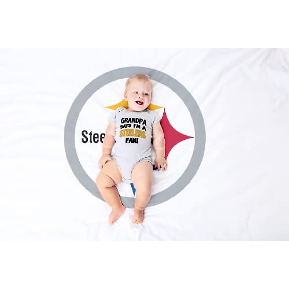 NanyCrafts Baby's My Grandpa says I'm a Steelers Fan Bodysuit Newborn Black