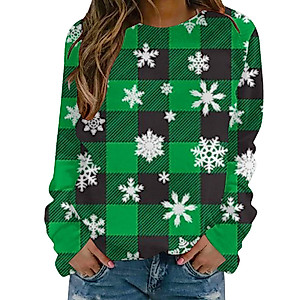 Christmas Sweatshirt for Women 2024 Funny Plus Size Graphic Sweatshirts Crewneck Xmas Holiday Tops Ugly Winter Santa Snowflake Tree Christmas Shirts Long Sleeve Sweatshirt Pullover