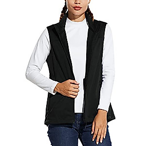 BALEAF Women's Lightweight Vest Softshell Sleeveless Jacket Windproof Stand Collar with Zipper Pockets Running Hiking Golf Black M