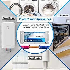 iSpring ED2000 Whole House Water Descaler, Alternative Electronic Salt-Free Hard Water Conditioner, Reduces Limescale Prevent Deposits Build-up, Different from a Water Softener