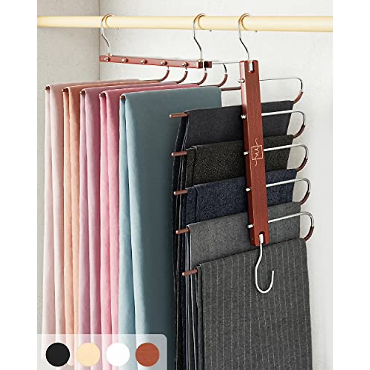 MORALVE Pants Hangers Space Saving - Hangers for Clothes Hanger Organizer - Jean Hangers Pants Rack Scarf Hanger Closet Space Saving Scarf Organizer - Magic Pants Hangers Pants Organizer 1 Pack