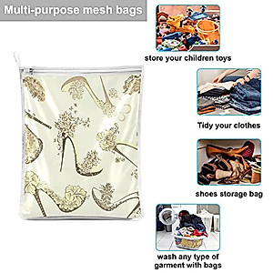 Oyihfvs Vintage Women Shoes High Heels Set of 2 Mesh Laundry Bags, Mesh Storage Bag, Mesh Wash Bag, Travel Laundry Bag with Zipper Hanging Loop for Wash Bra Underwear