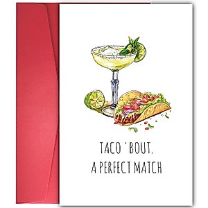 YIWANSIN Funny Wedding Shower Card for Couples Newly Engaged, Humorous Pun Engagement Card for Bride and Groom, Congrats Engagement Card for Friend, Taco 'Bout A Perfect Match