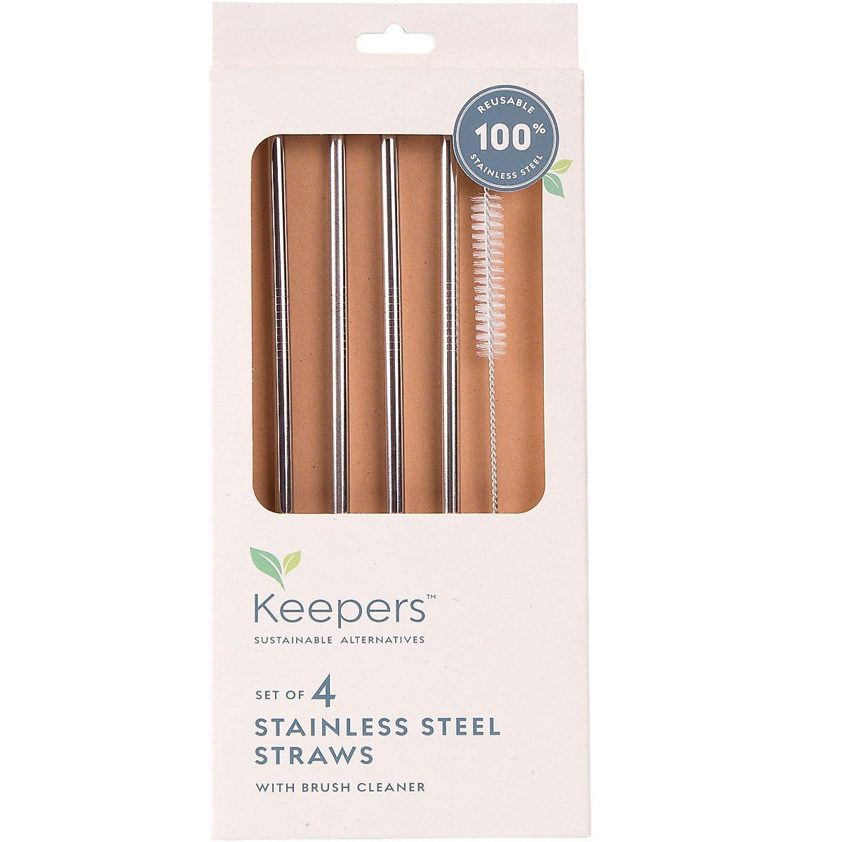 No BPA & No Lead 100% Stainless Steel Straight Swirl Straw With Brush Cleaner Included, Set of 4