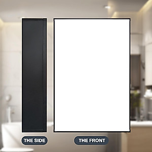 ANTIS'S HOME Medicine Cabinet, Black Bathroom Mirror with Storage, Mirror Cabinet Wall Mounted Aluminum Storage Cabinet, Rectangle Modern Vanity Cabinet, Non-recessed, 16 x 24 inch