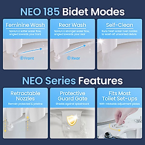 LUXE Bidet NEO 185 Rose Gold, Toilet Seat Bumpers, and Shut-Off T-Adapter Bundle