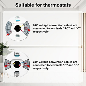 C Wire Adapter Smart Thermostat, 24V Power Supply for Ring Doorbell, Nest, Ecobee, Sensi and Honeywell 26FT Cable
