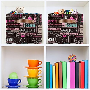 Emelivor Coffee Storage Basket Bins Foldable Toy Baskets Organization with Handles Laundry Hamper for Bedroom Office Clothes Pet Nursery Living Room,1 pcs
