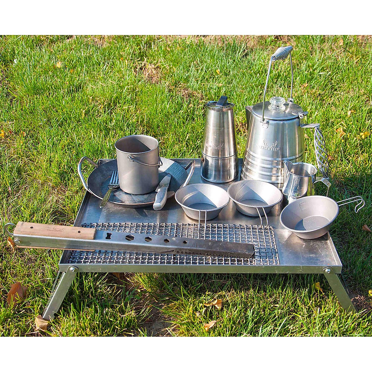 Winnerwell Accessory Table for Flatfold Fire Pit - XL | Portable Stainless Steel Accessory Table for Fire Pan and Camping